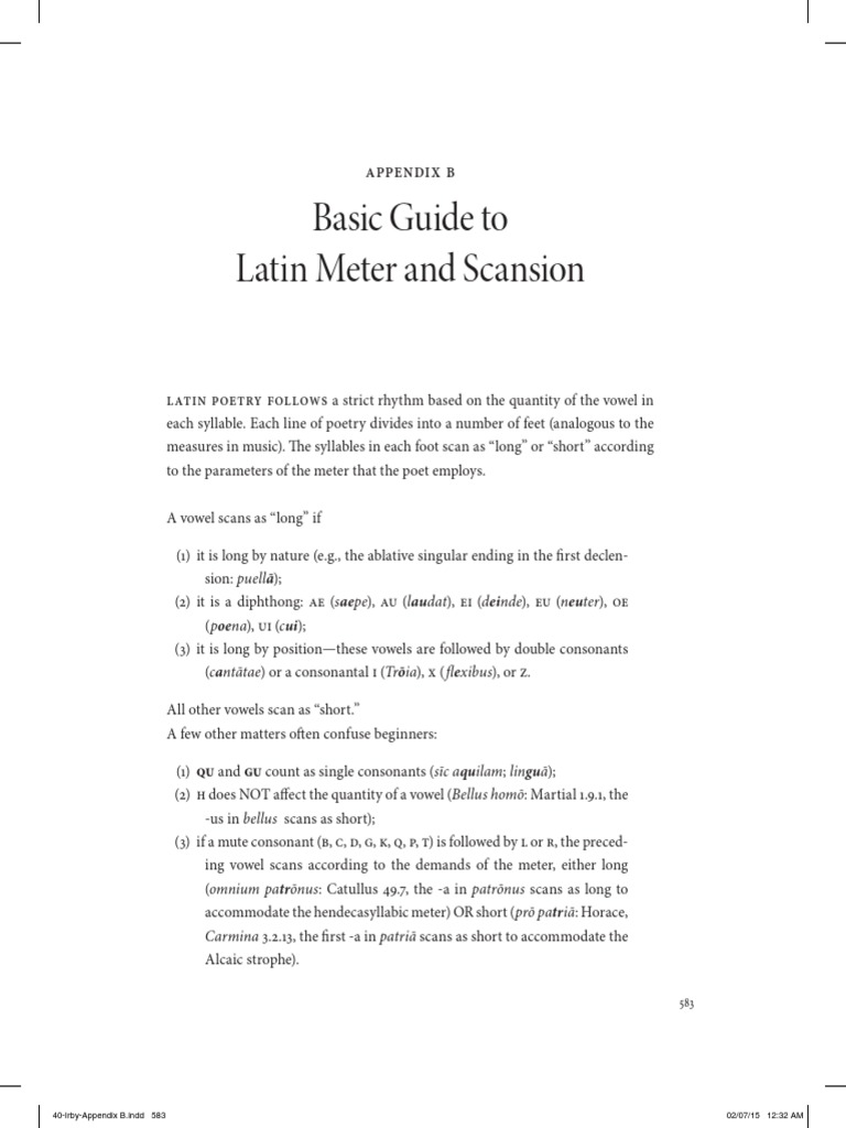 A Comprehensive Guide to Latin Meter and Scansion | PDF | Metre (Poetry ...