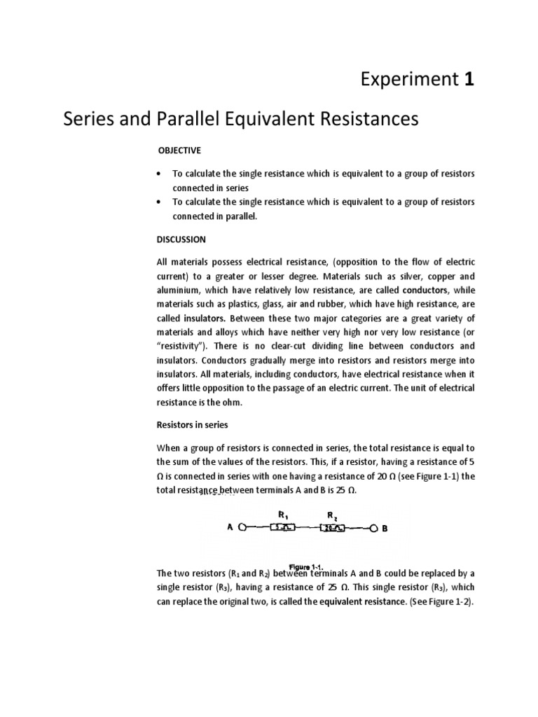 CKTS 1: Experiment No. 1 | PDF | Series And Parallel Circuits | Electrical Resistance And ...