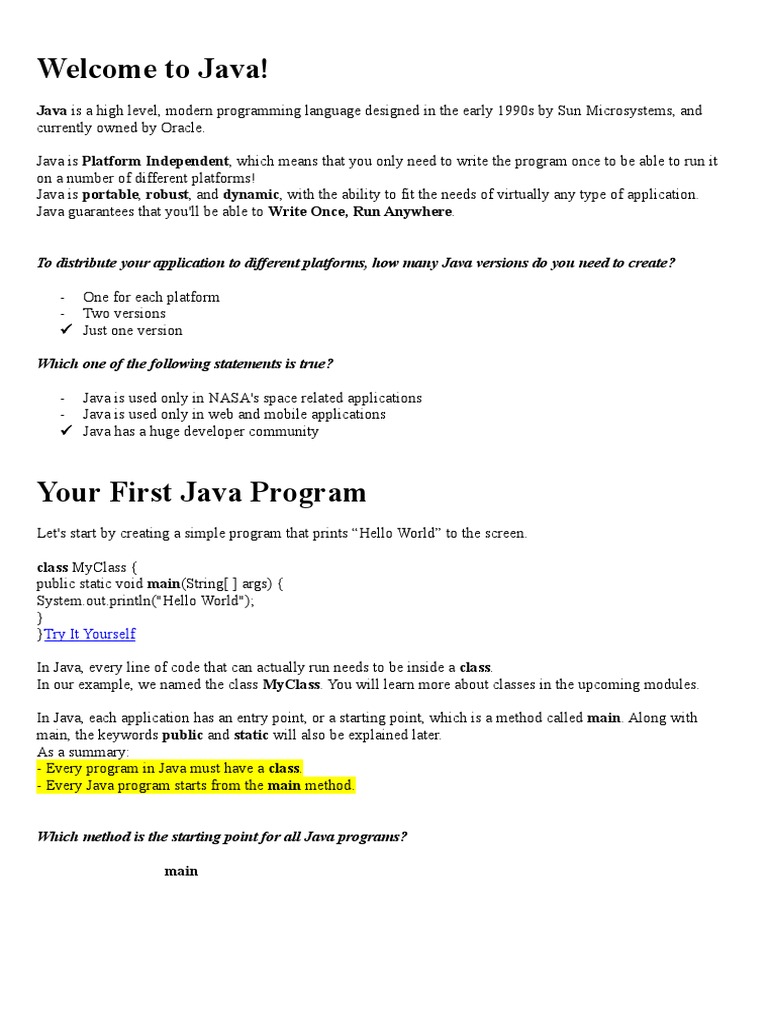 Welcome To Java | PDF | Control Flow | Java (Programming Language)