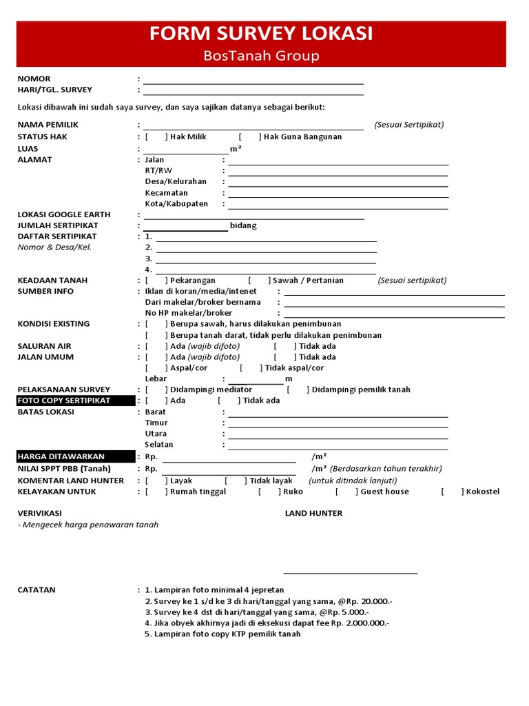 Form Survei Lokasi | PDF