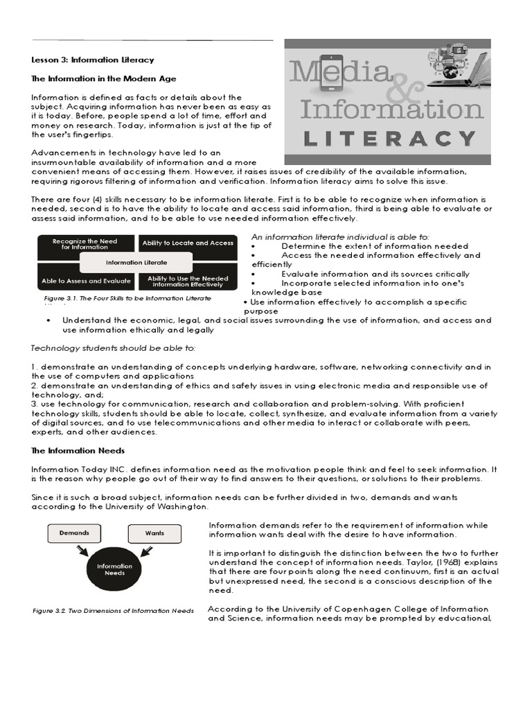 Four Skills of Information Literacy: Recognizing Information Needs ...