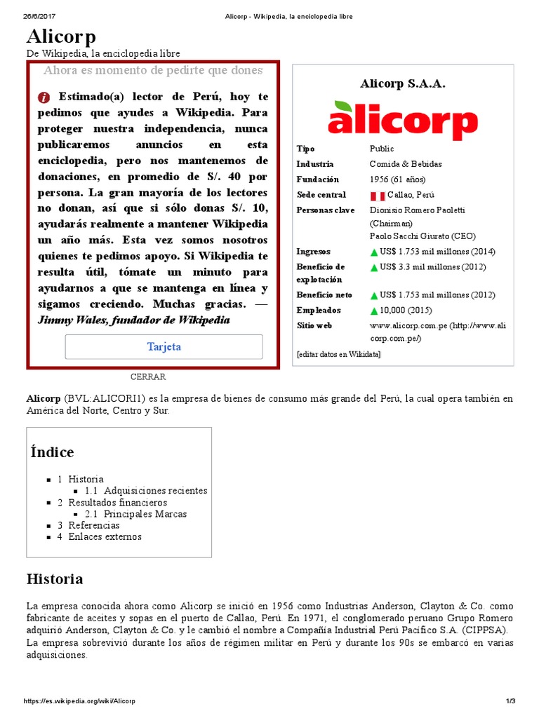 Ali Corp | PDF | Empresas | Perú