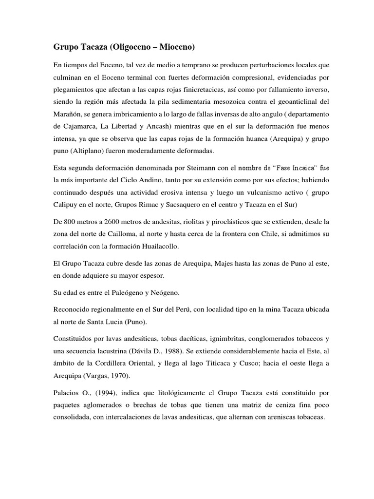 Genesis Del Grupo Tacaza | Descargar gratis PDF | Volcán | Roca (geología)