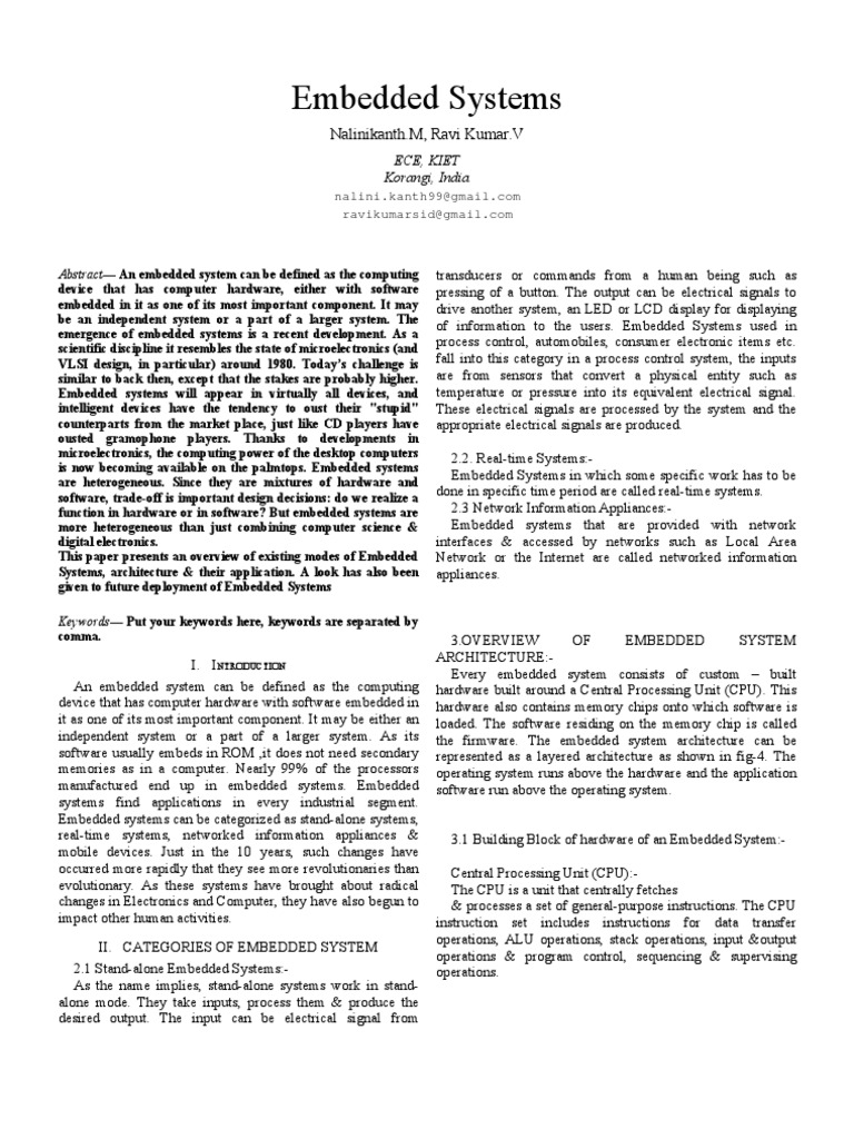 Embedded Systems | PDF | Embedded System | Central Processing Unit