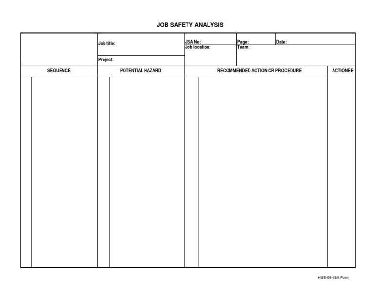 HSE-08-JSA Form | PDF