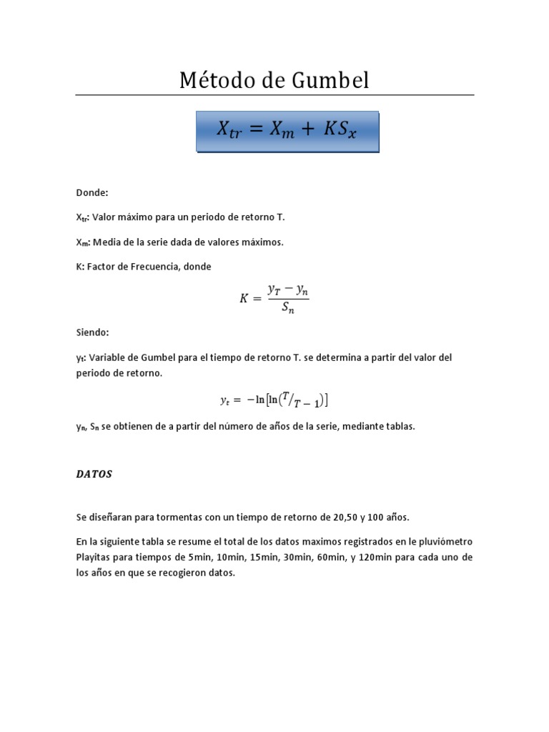 Metodo de Gumbel | Geografía Física | Earth Sciences
