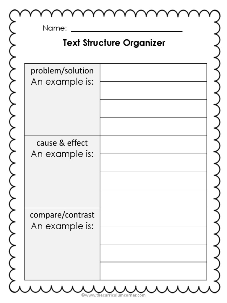 Problem/solution An Example Is:: Text Structure Organizer | PDF ...