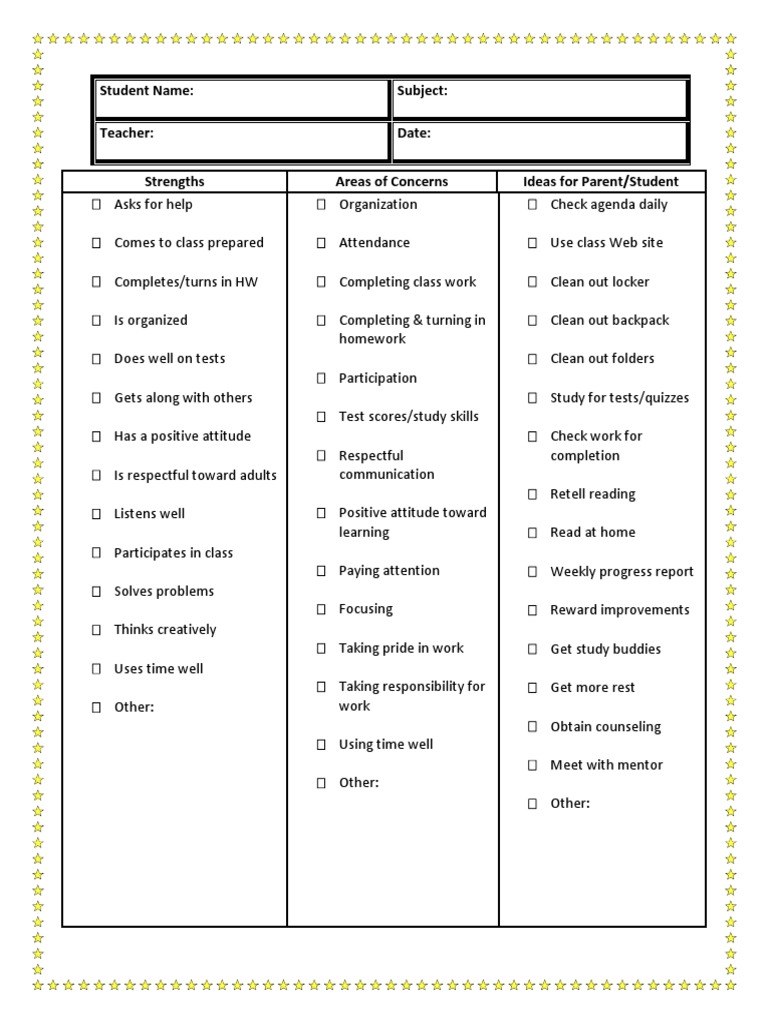 Teacher Conference Forms | PDF | Career & Growth | Wellness