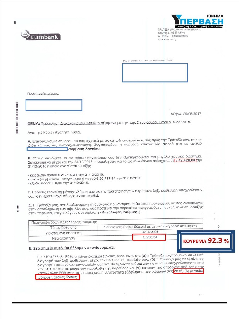 ΚΟΥΡΕΜΑ ΚΑΤΑΝΑΛΩΤΙΚΟ ΔΑΝΕΙΟ EUROBANK | PDF