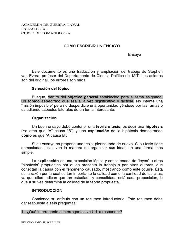 Como Escribir Un Ensayo | Ensayos | Bibliografía