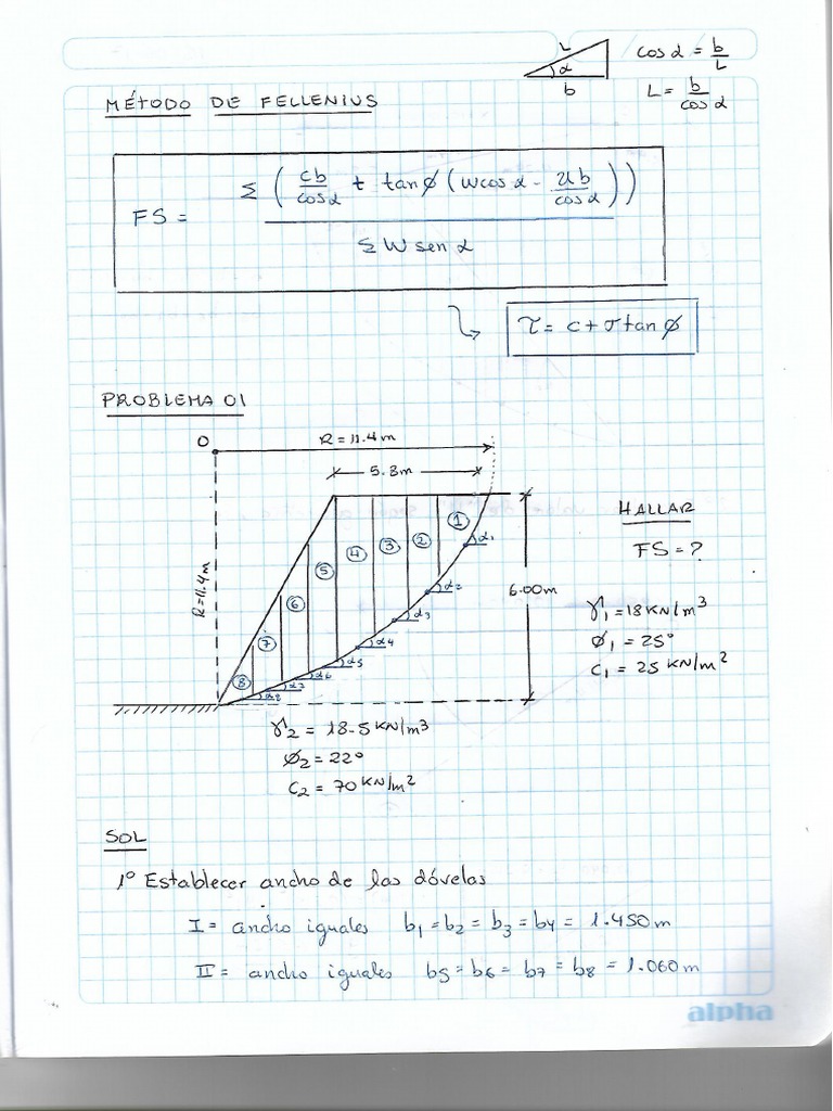 Ejemplo Resuelto Estabilidad de Taludes-Dovelas PDF | PDF