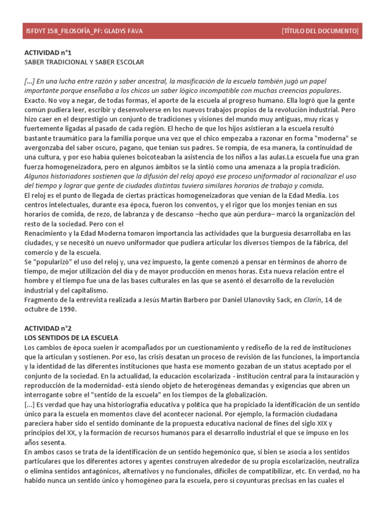 Saber Tradicional y Saber Escolar | PDF | Masculinidad | Corsé