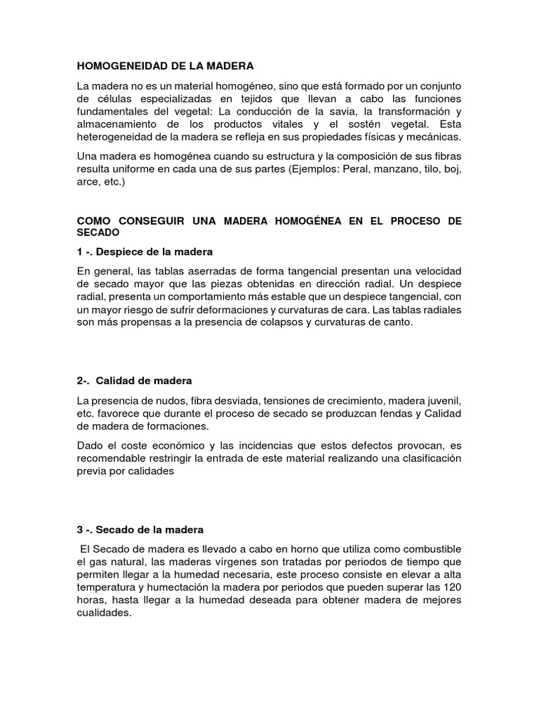 Homogeneidad en el Secado de Madera | PDF | Madera | Humedad