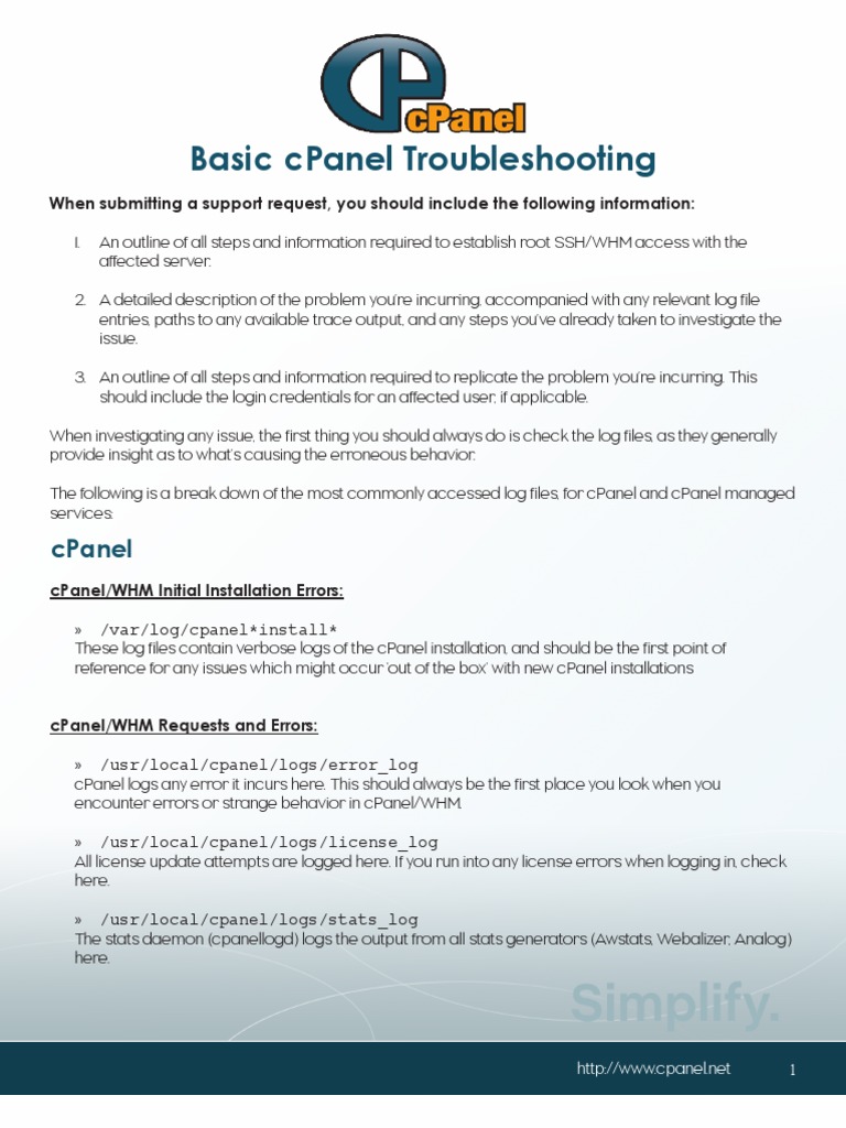 Basic Cpanel Troubleshooting Pdf Apache Server Computer