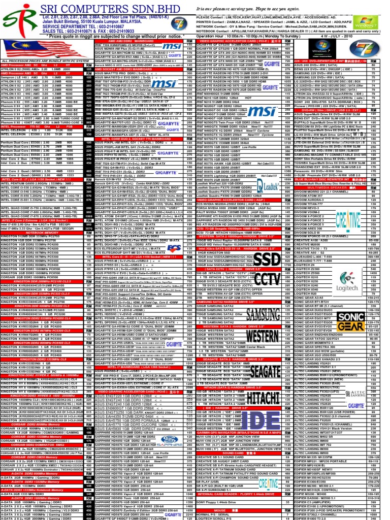 Computer Hardware Price List | PDF | Advanced Micro Devices | Computer ...