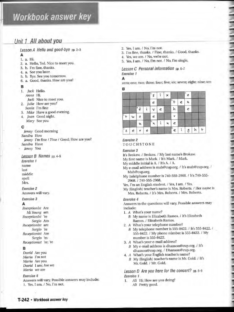 Touchstone 1 Workbook | PDF | Workweek And Weekend | Leisure