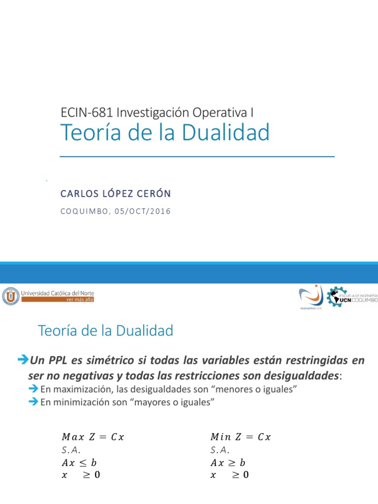 08-Modelos Primal y Dual ECIN-681!2!2016 | PDF | Optimización ...