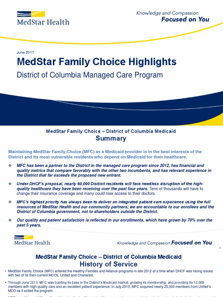 MedStar Family Choice Medicaid Overview | PDF | Patient | Medicaid