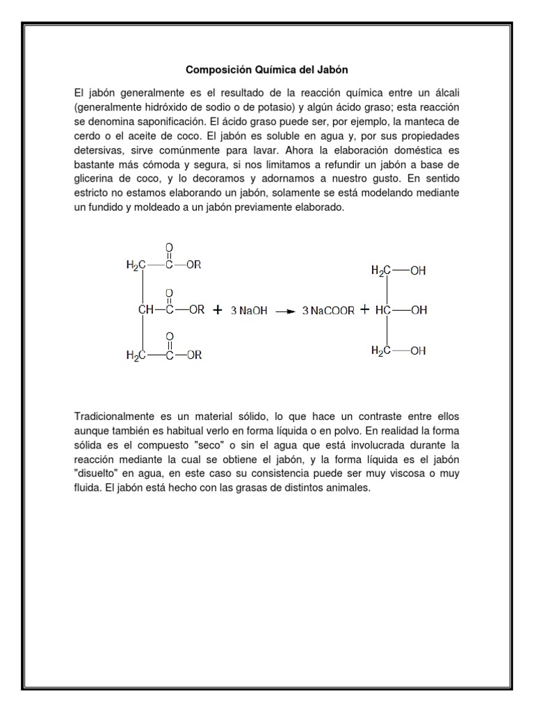 Composición Química Del Jabón | PDF | Jabón | Detergente