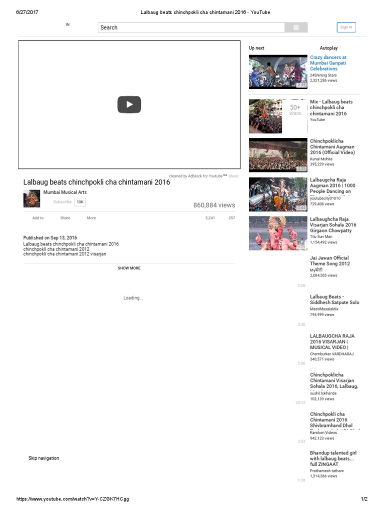 Lalbaug Beats Chinchpokli Cha Chintamani 2016 - YouTube | PDF | Leisure