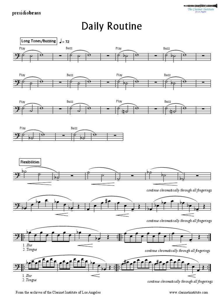 Trombone Daily Routine PDF | PDF | Théorie de la musique | Instruments ...