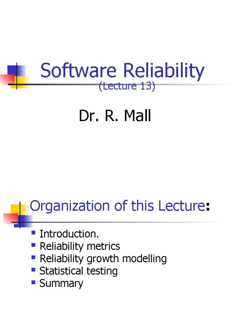 Software Reliability: Dr. R. Mall | PDF | Reliability Engineering | Statistics