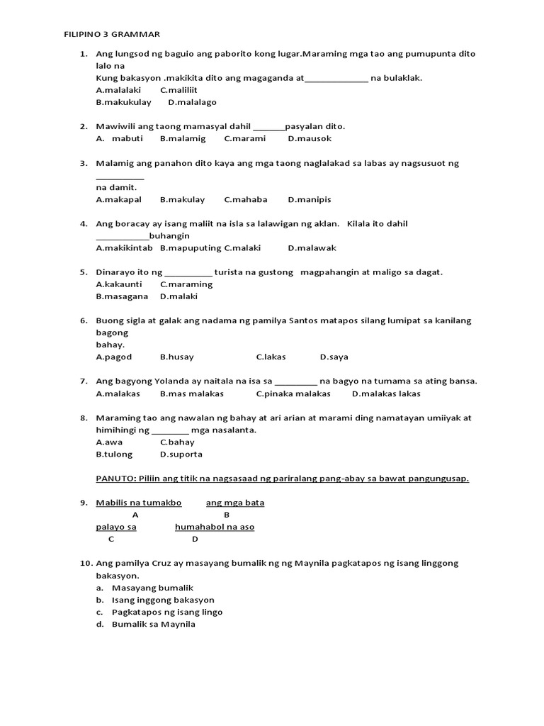 Filipino 3 Grammar NATIONAL | PDF