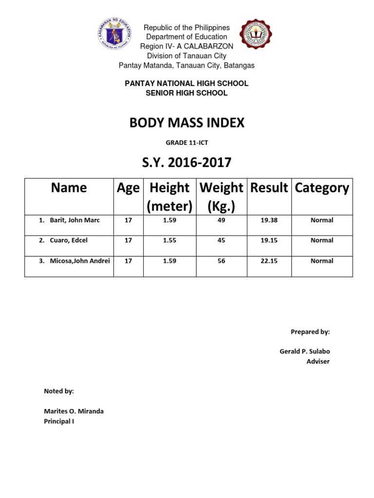 Body Mass Index | PDF