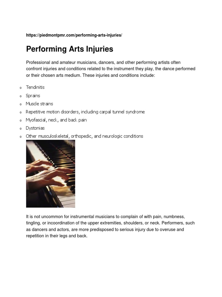 LP Performing Arts Injuries | PDF | Clinical Medicine | Diseases And ...