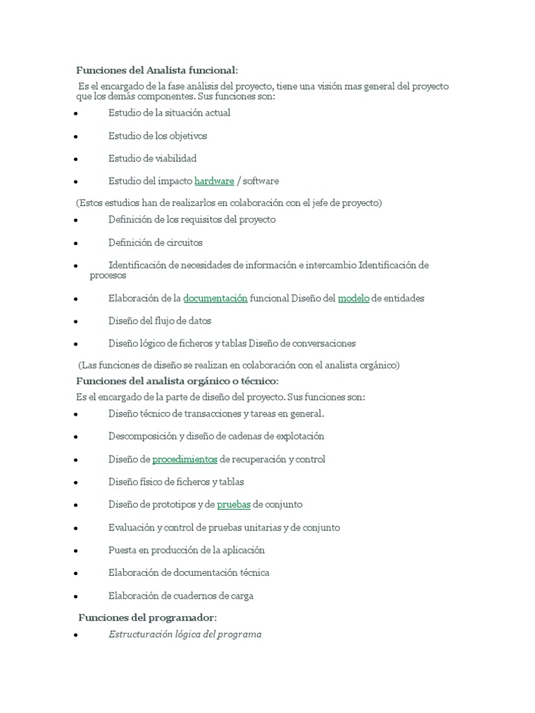 Funciones Del Analista Funcional | PDF