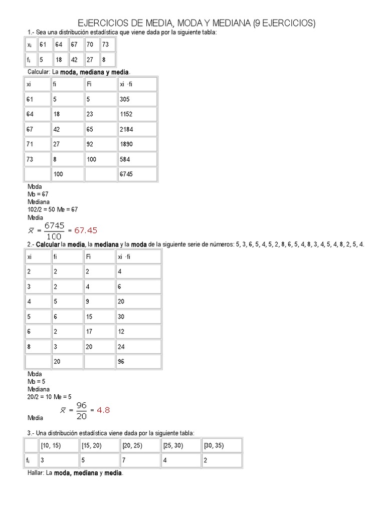 Exercicios Media Moda Mediana