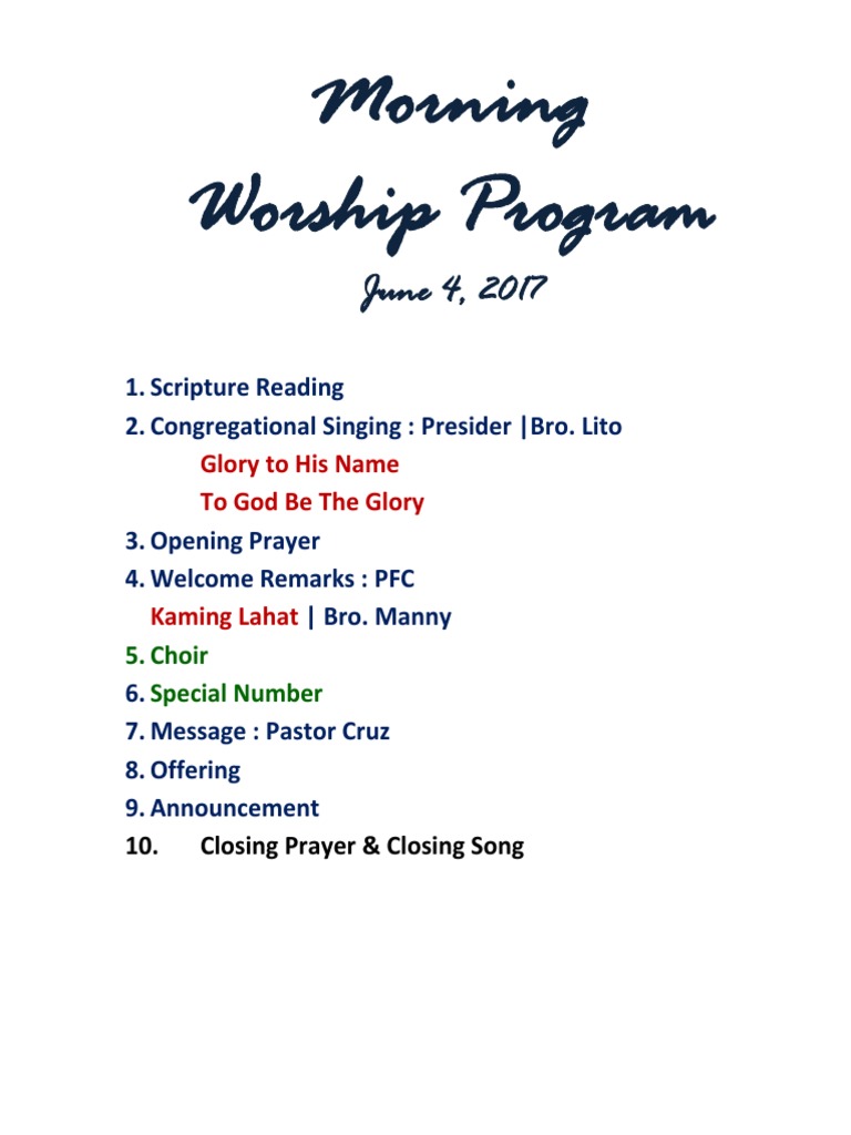 Worship Service Program | PDF