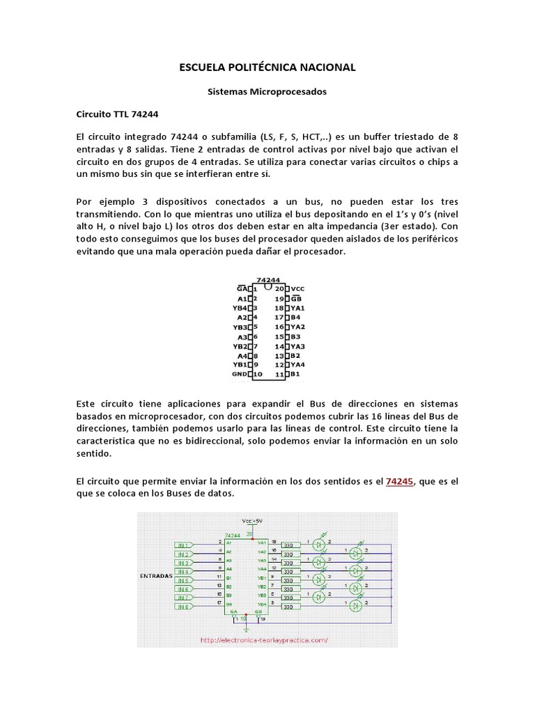 Buffer Triestado TTL 74244 y Aplicaciones | PDF | Microprocesador ...