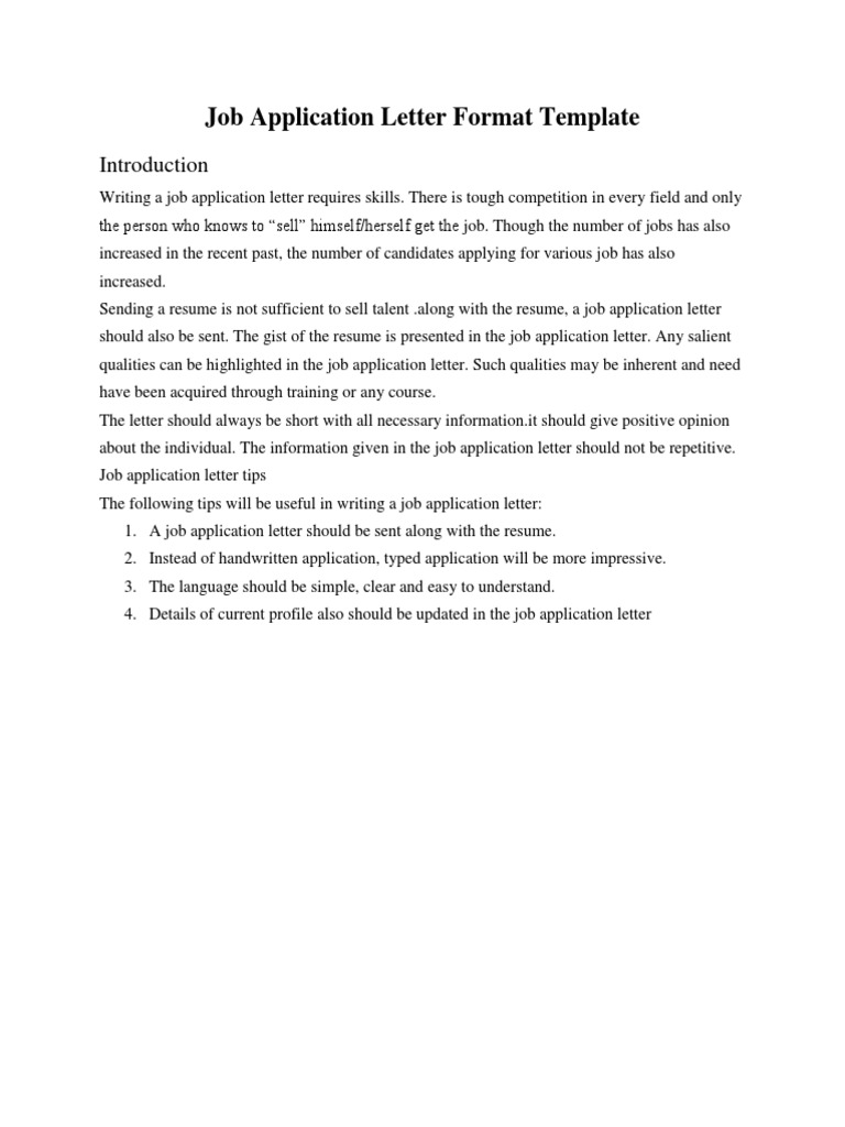 Job Application Letter Format Template | PDF