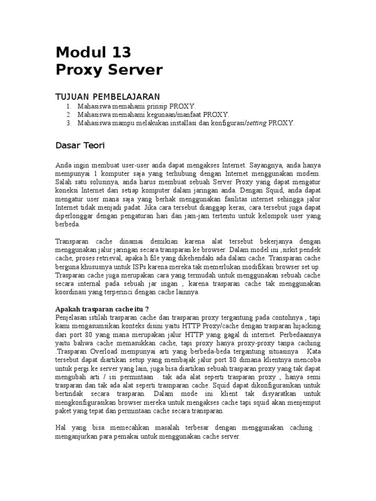 Proxy Server: Instalasi & Konfigurasi | PDF | Komputer