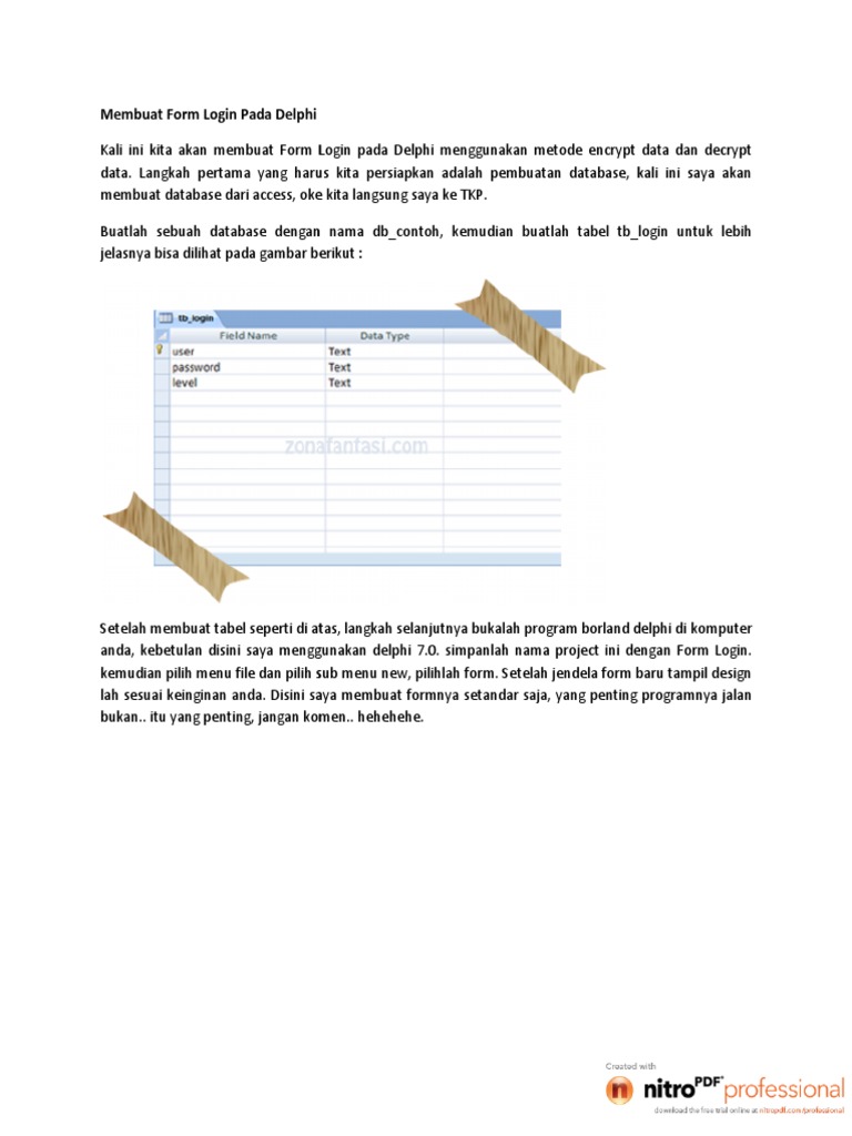 Membuat Form Login Pada Delphi | PDF