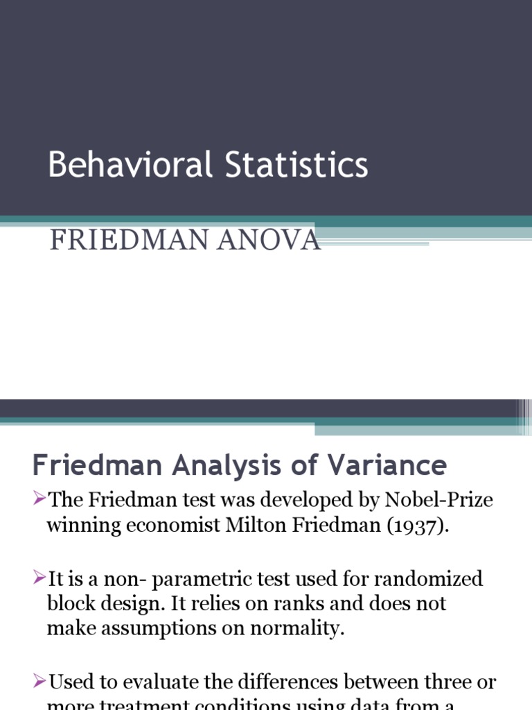 Behavioral Statistics: Friedman Anova | PDF | Analysis Of Variance ...