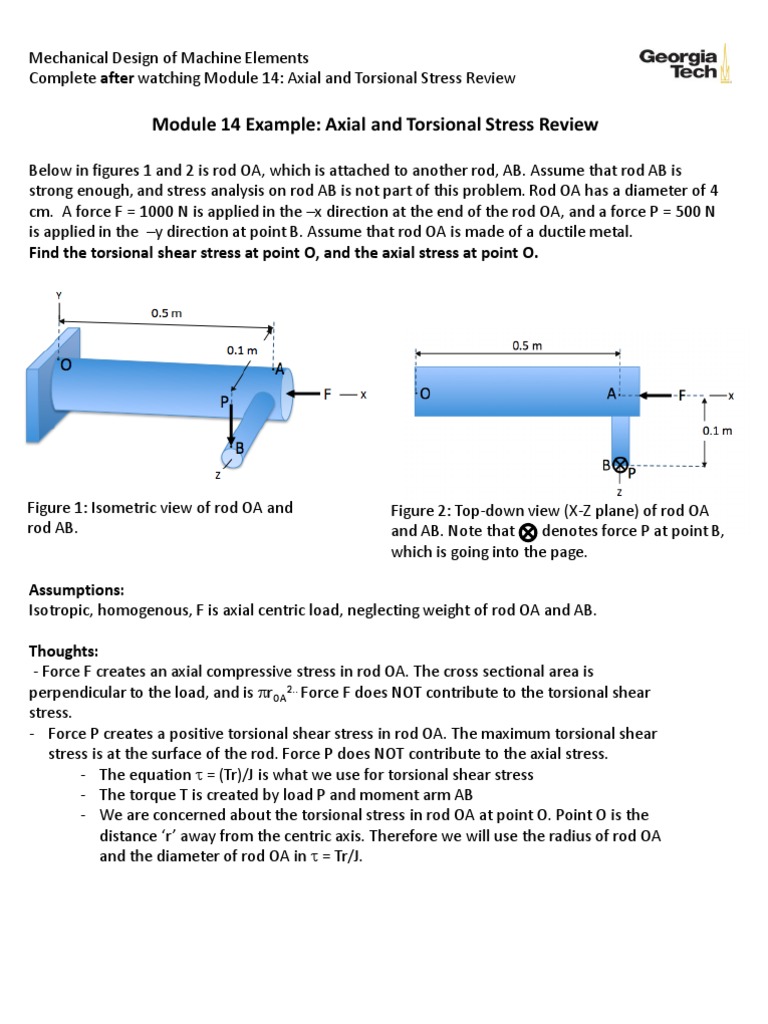 Module 15 Solution Axial and Torsional Stress Review | Stress ...