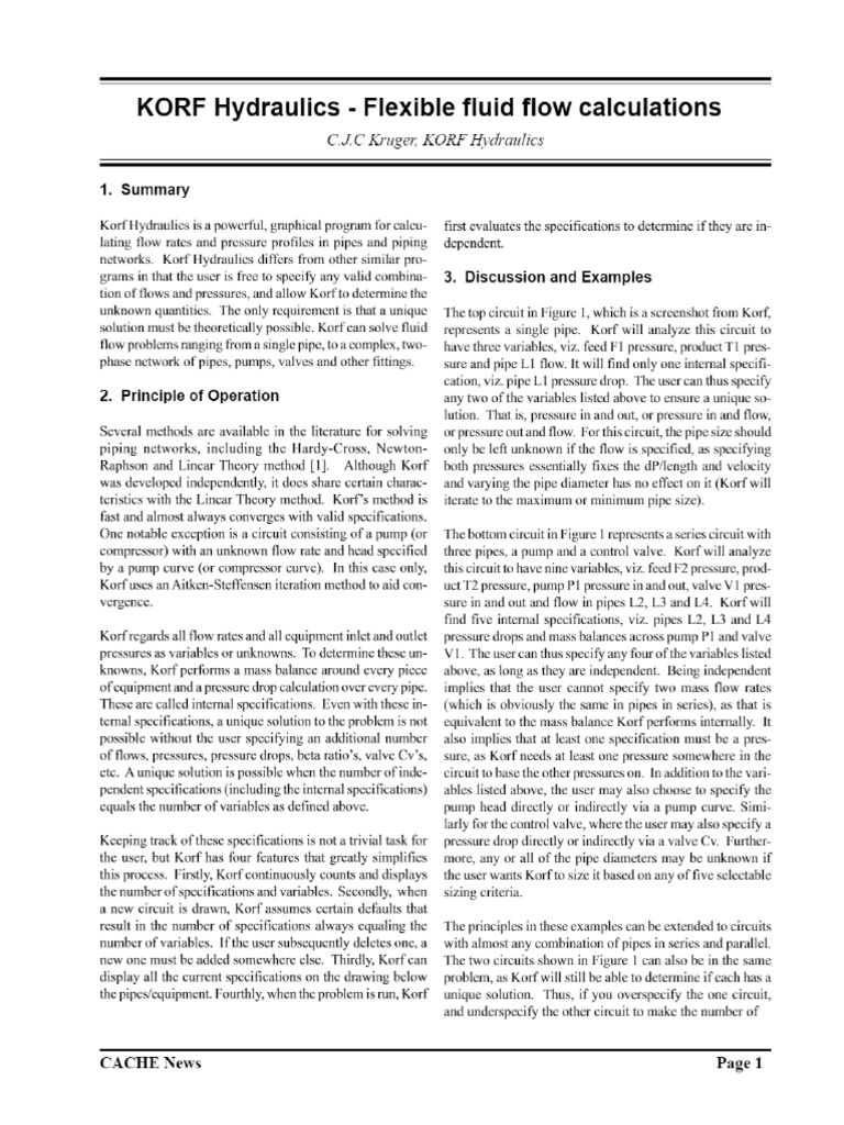 KORF Hydraulics - Flexible Fluid Flow Calculations PDF | PDF
