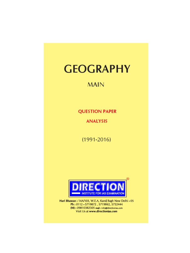 UPSC Geography Optional PYQ Analysis | PDF | Climate | Geomorphology
