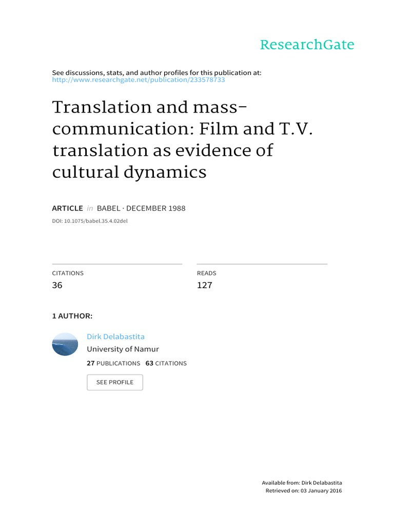 Translation and Mass Communication PDF | PDF | Translations | Linguistics