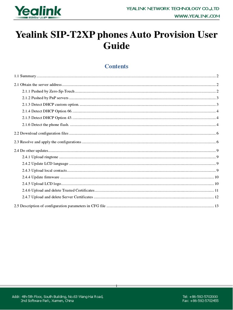 Yealink SIP-T2XP Phones Auto Provision User Guide Rev - 61.0 PDF | PDF | Session Initiation ...