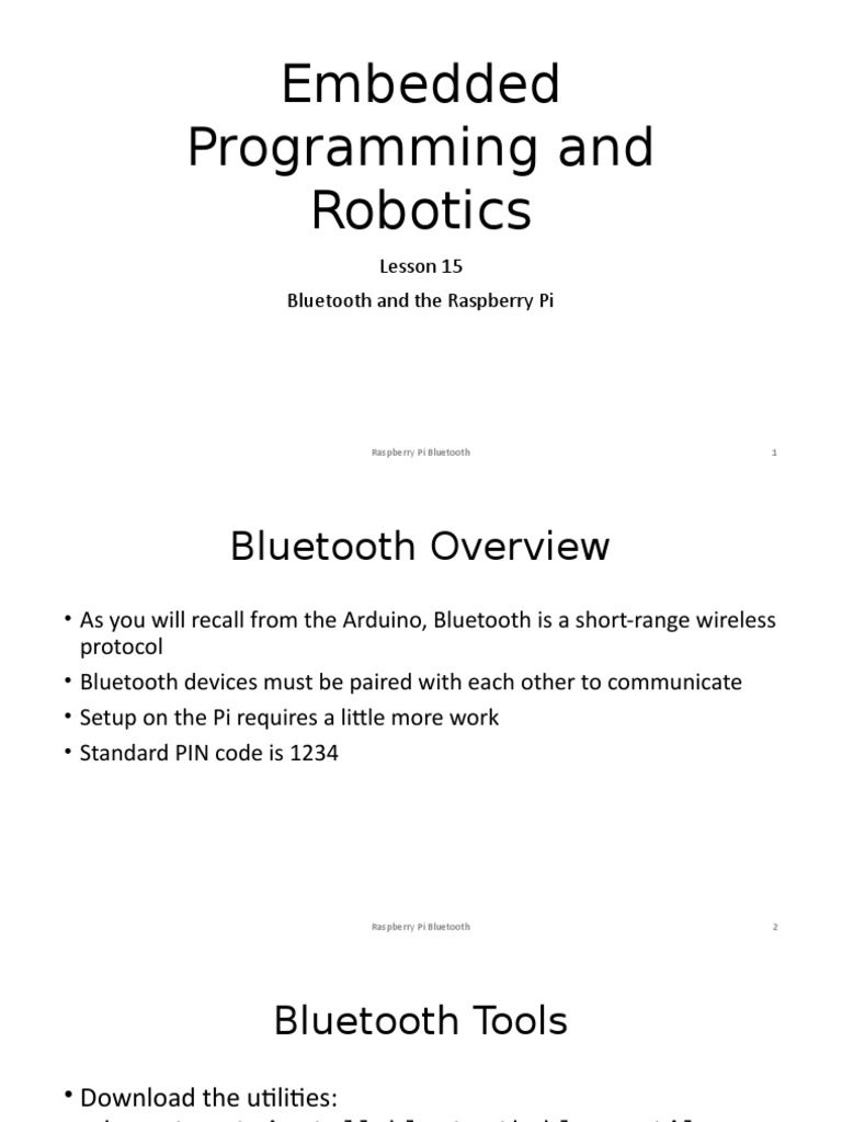 Raspberry Pi Bluetooth Programming Guide | PDF | Bluetooth | Raspberry Pi
