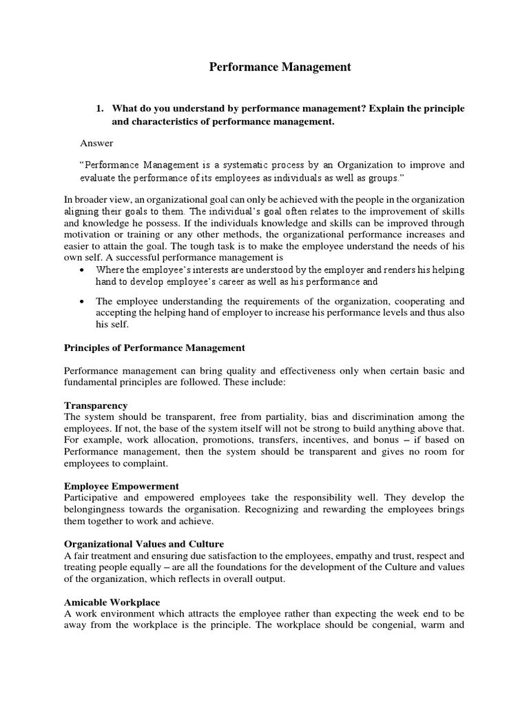 PM - Practice Question Performance Management Question Paper | PDF ...
