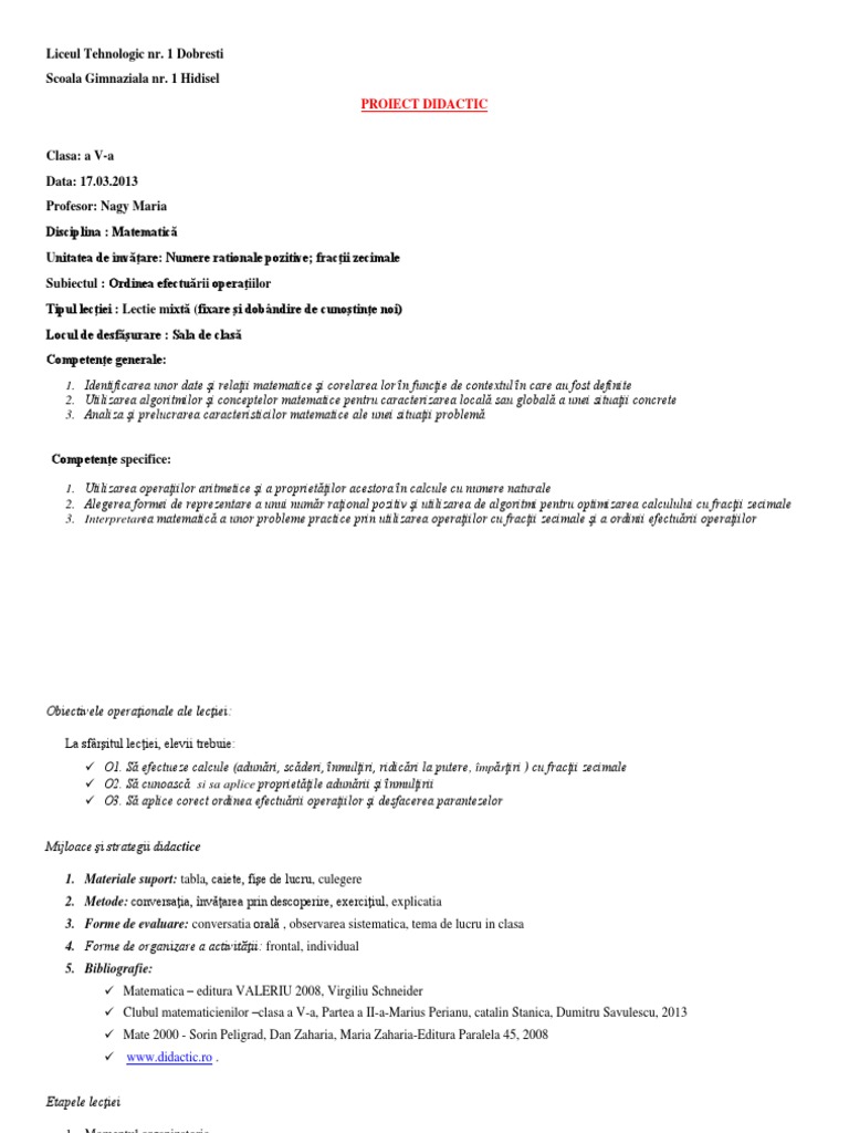 5 Ordinea Efectuarii Operatiilor | PDF