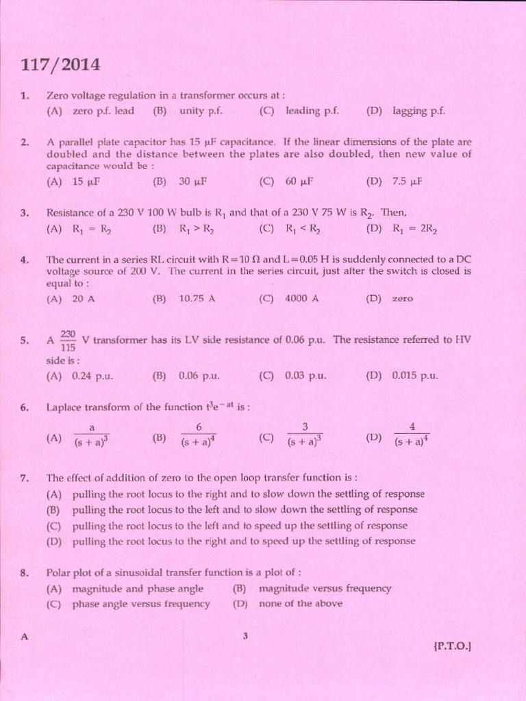 Electrical Engineering Multiple Choice Questions | PDF