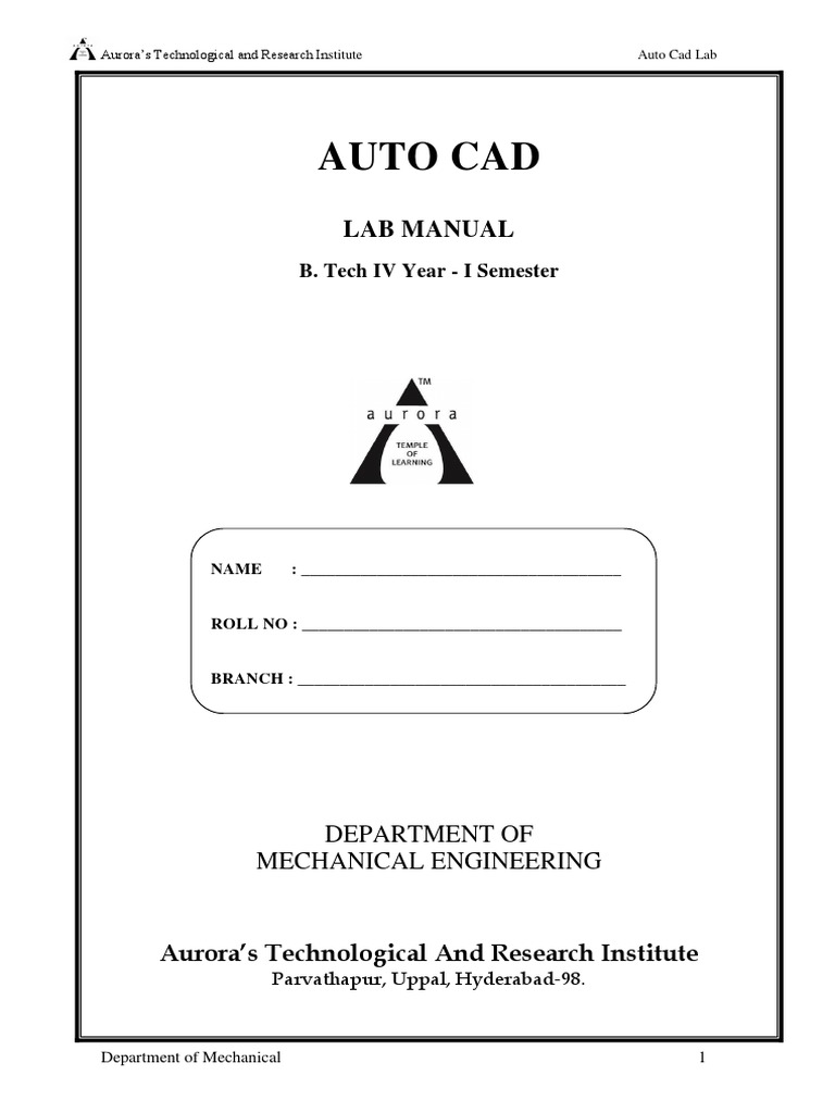 Autocad Lab Manual PDF | PDF | Finite Element Method | Computer Aided Design