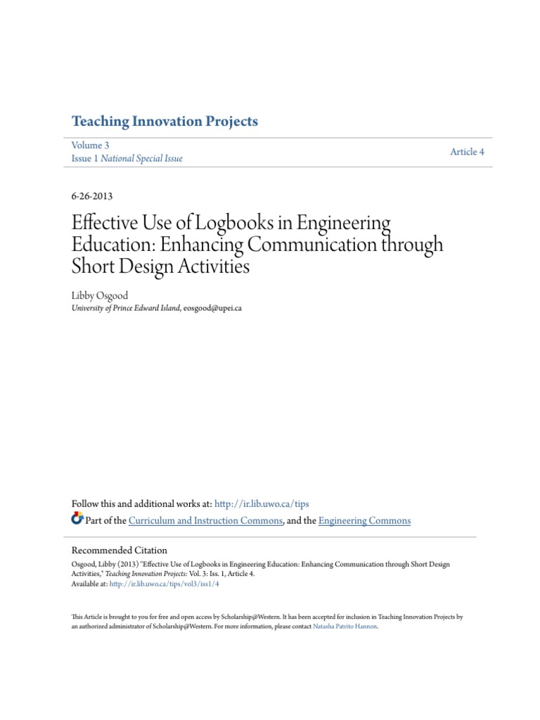 Effective Use of Logbooks in Engineering Education (1) | Lecture ...