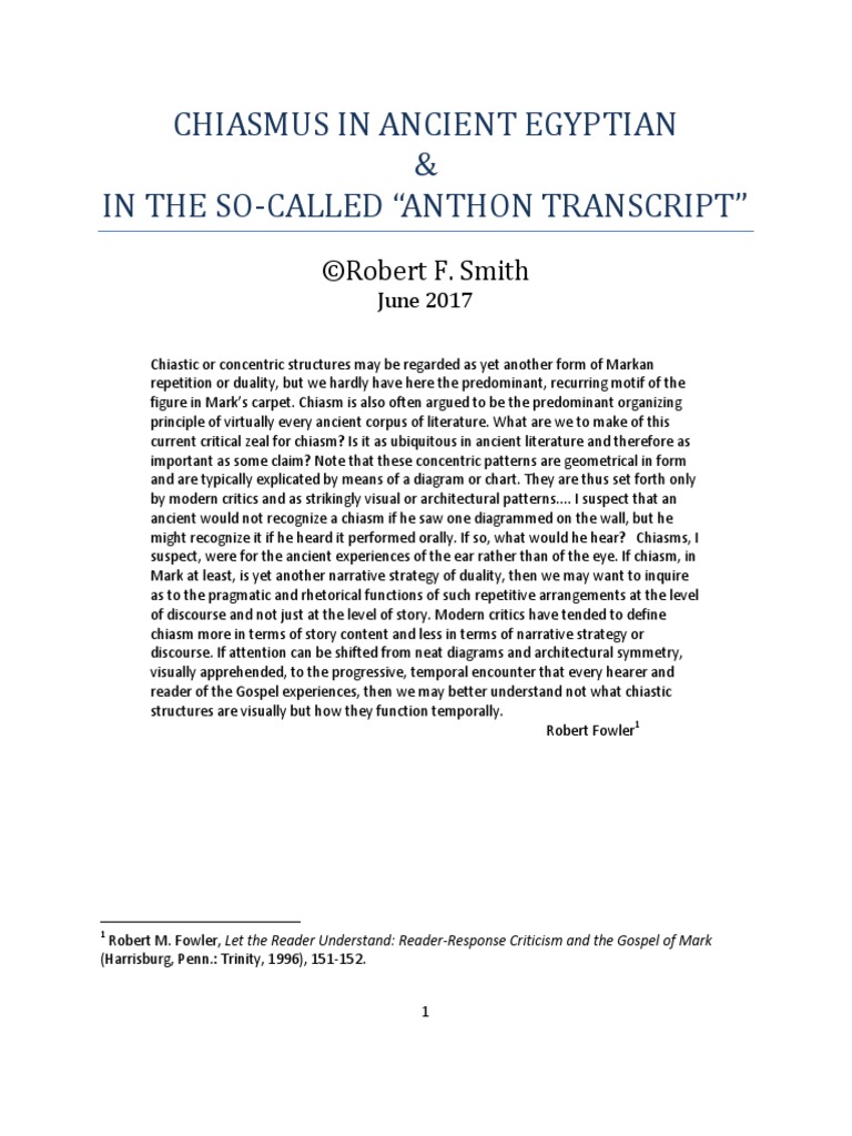 Chiasmus in Ancient Egyptian & in The So-Called "Anthon Transcript" | PDF | Book Of Mormon