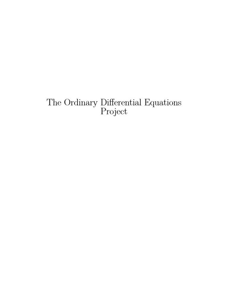 The Ordinary Differential Equations Project - Thomas W. Judson | PDF ...